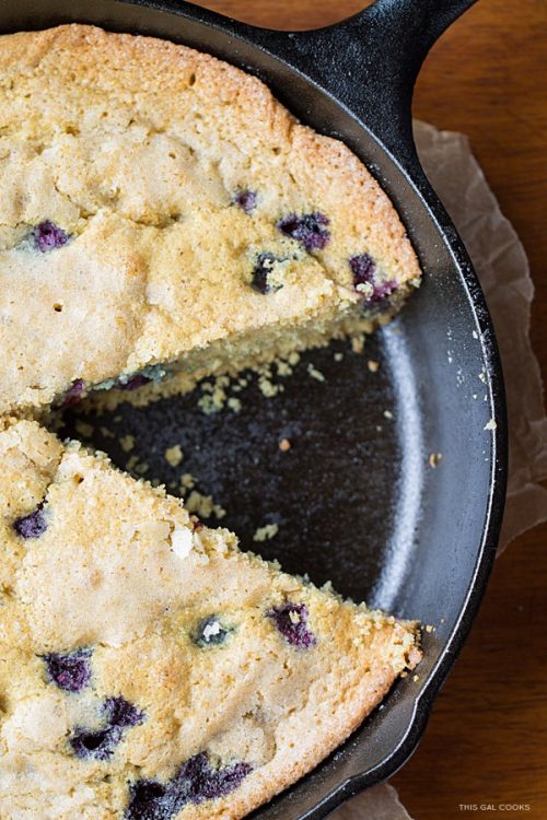 Skillet Blueberry Cornbread - This Gal Cooks