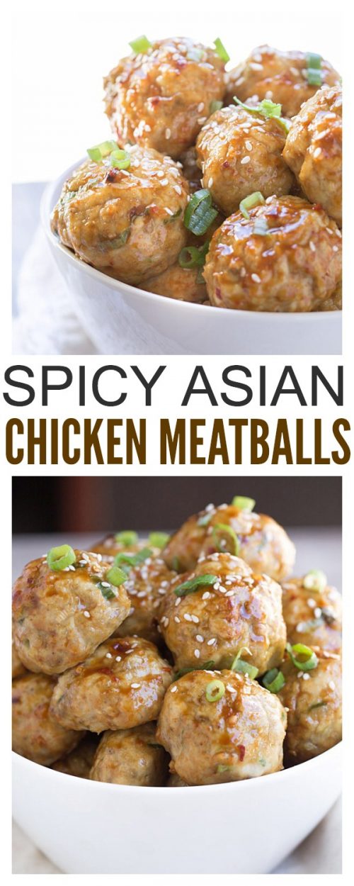 Spicy Asian Chicken Meatballs - This Gal Cooks