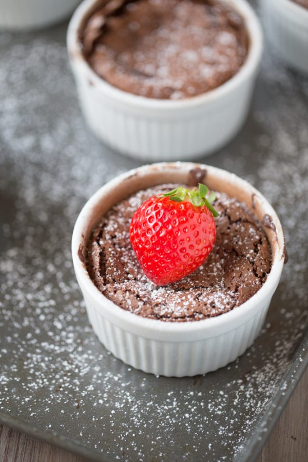 Chocolate Molten Cakes with Strawberry Sauce - This Gal Cooks