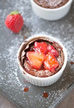 Chocolate Molten Cakes with Strawberry Sauce - This Gal Cooks
