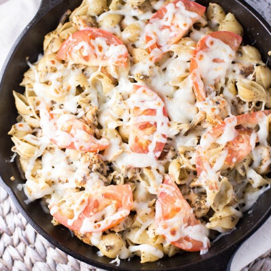 Pesto Chicken Pizza Pasta - This Gal Cooks